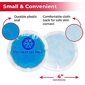 EverOne Round Reusable Gel Ice Pack with Cloth Backing for Hot & Cold Therapeutic Use, First Aid, Injuries, Breastfeeding, 5 Count