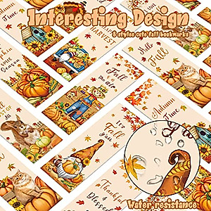 YoeeJob 48 Pcs Cute Fall Bookmarks Bulk for Book Lovers, Book Markers for Women/Men/Kids, Personalized Bookmark in Autumn/Thanksgiving, Ideal Birthday/Holiday Gift for You Friend