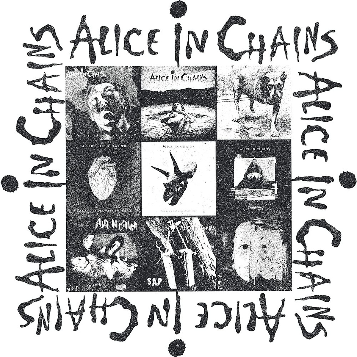 Alice in Chains T Shirt Multi Album Art Mens Short Sleeve T Shirts 90s Music Vintage Style Graphic Tees