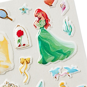 Hallmark Signature Disney Princess Birthday Card with Stickers (Belle, Ariel, Jasmine, Cinderella)