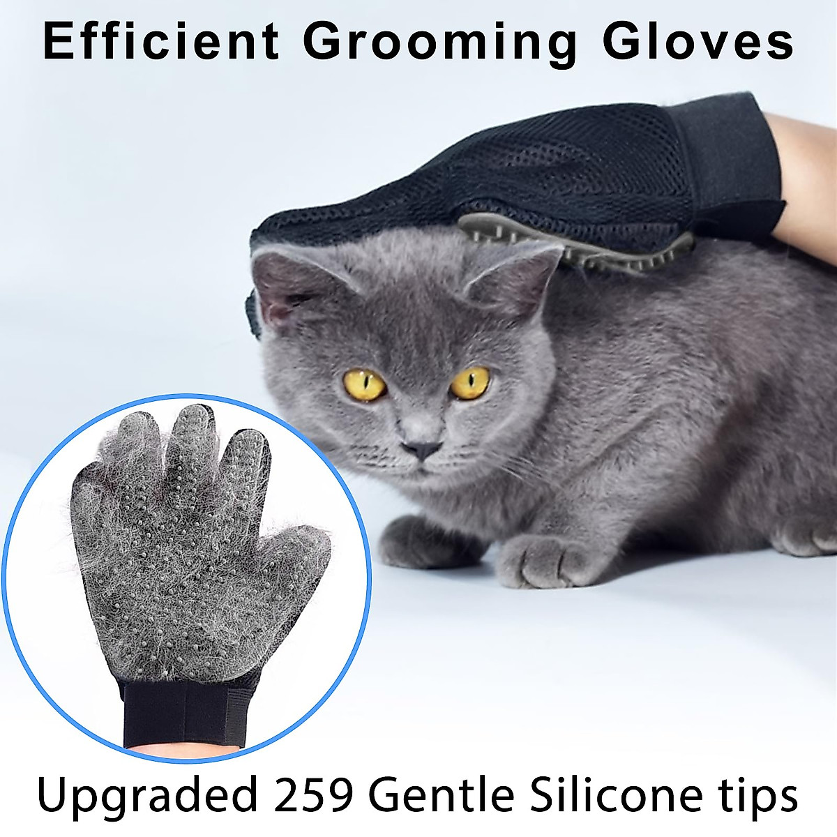 GJEASE Cat Grooming Glove Brush,Pet Hair Remover Tool,Reusable Dog Hair Fur Remover for Carpet,Furniture,Couch,Clothes,Eco-Friendly and High efficiency
