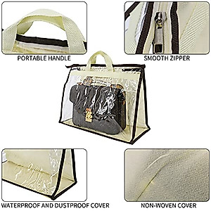 HOMOKUS Handbag Storage, 4 PACK Purse Storage Organizer for Closet, Clear Purse Storage Bags, Dust Bags for Purses and Handbags, Space-Saving Handbag Organizer Transparent with Zipper and Handle