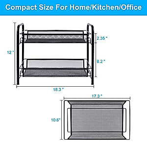 Easyhouse Spice Rack Organizer for Countertop, 2 Tier Fruits/Vegetables Storage Organizer, Standing Shelf with Mesh Baskets for Home, Kitchen, Bathroom, Office, Black