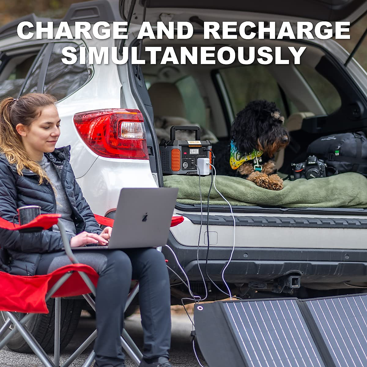 BALDR Portable Power Station 500W, 400Wh Outdoor Solar Generator Mobile Lithium Battery Pack with 120V AC Outlet (Solar Panel Optional) for Road Trip Camping, Outdoor Adventure