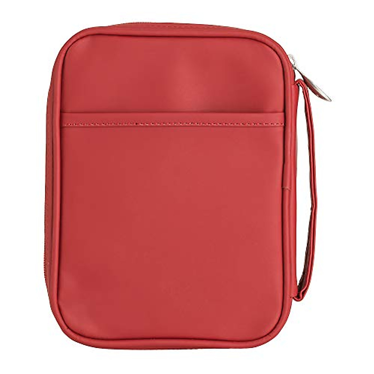 Matte Red Stitched Cross 8 x 6 Fabric Zippered Bible Cover Case with Handle, Compact