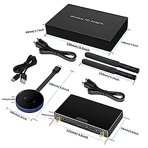 Wireless HDMI Transmitter and Receiver,Ultra HD Extender Converter Adapter Streaming Video Audio from Laptop,PC,Phone to HDTV Projector for Home Theater,Conferences,Games...