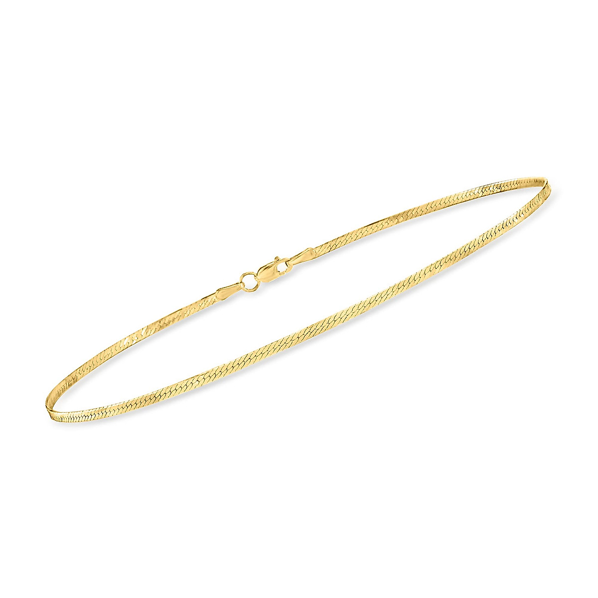 RS Pure by Ross-Simons 1.5mm 14kt Yellow Gold Herringbone Anklet. 10 inches