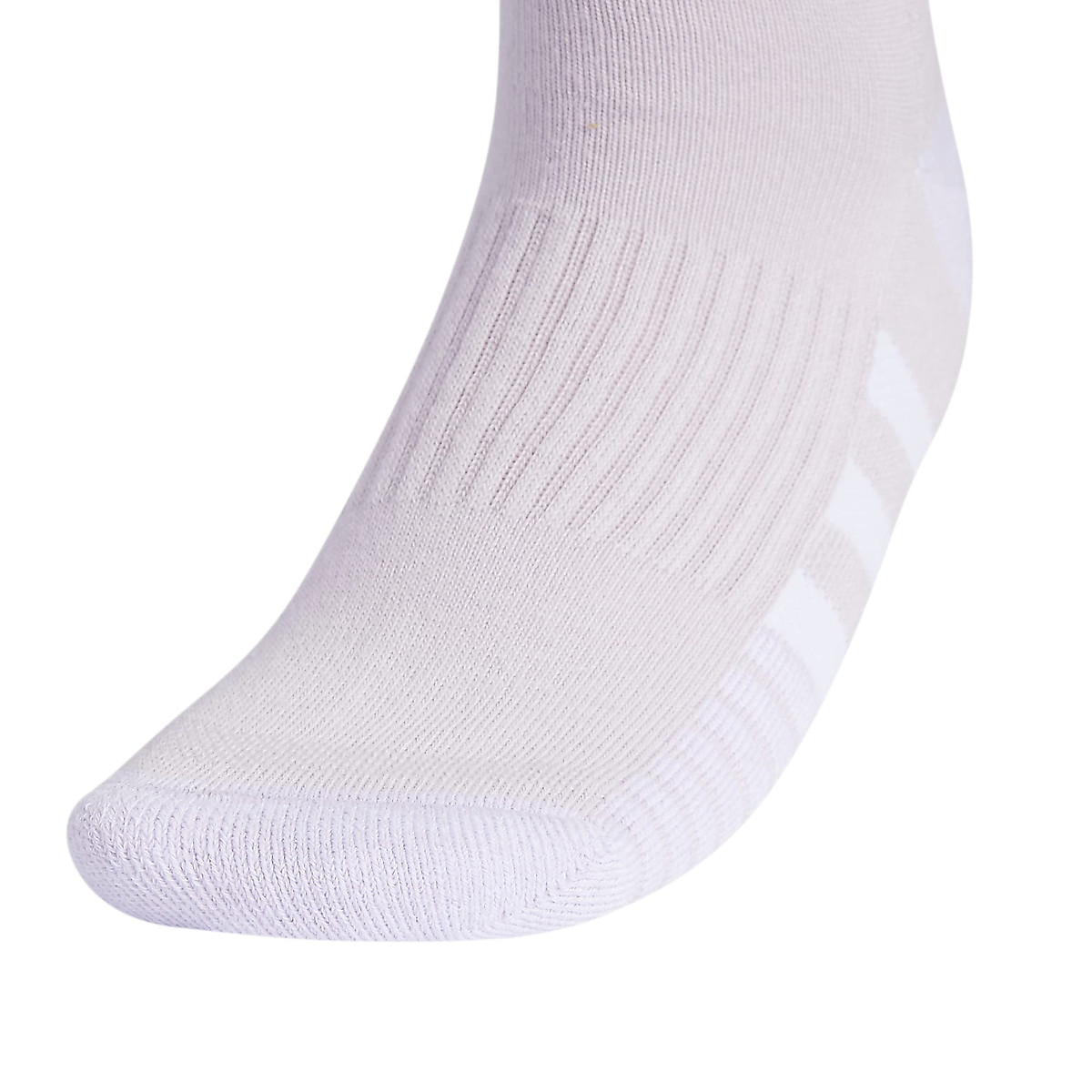 adidas Women's Cushioned Quarter Socks (3-Pair) with Arch Compression, Silver Dawn Grey/White/Wonder Blue, Medium