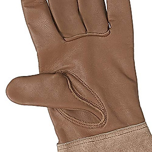 Amazon Basics Leather Gardening Gloves with Forearm Protection, Brown, Large