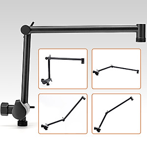 Matework 16 Inch Adjustable Shower Extension Arm with Diverter, G1/2 Universal Thread Rain Shower Head Extension Arm, Shower Extender with Lock Joints, Matte Black Flexible Height & Angle