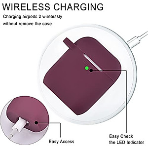 Airpods Case, TOROTOP Silicone Air pod Case Cover Cute Protective Accessories Set with Bling Elephant Keychain/Ear Hook/Storage Box Compatible for Apple Airpods 1&2 Women Girls(Burgundy)