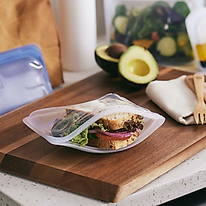 Stasher Premium Silicone Reusable Food Storage Bags, 2-Pack, Clear | Multi-Use Food Storage Bags, Lunch Bag, Travel Containers | BPA Free, Leak-free, Dishwasher-Safe, Eco-friendly