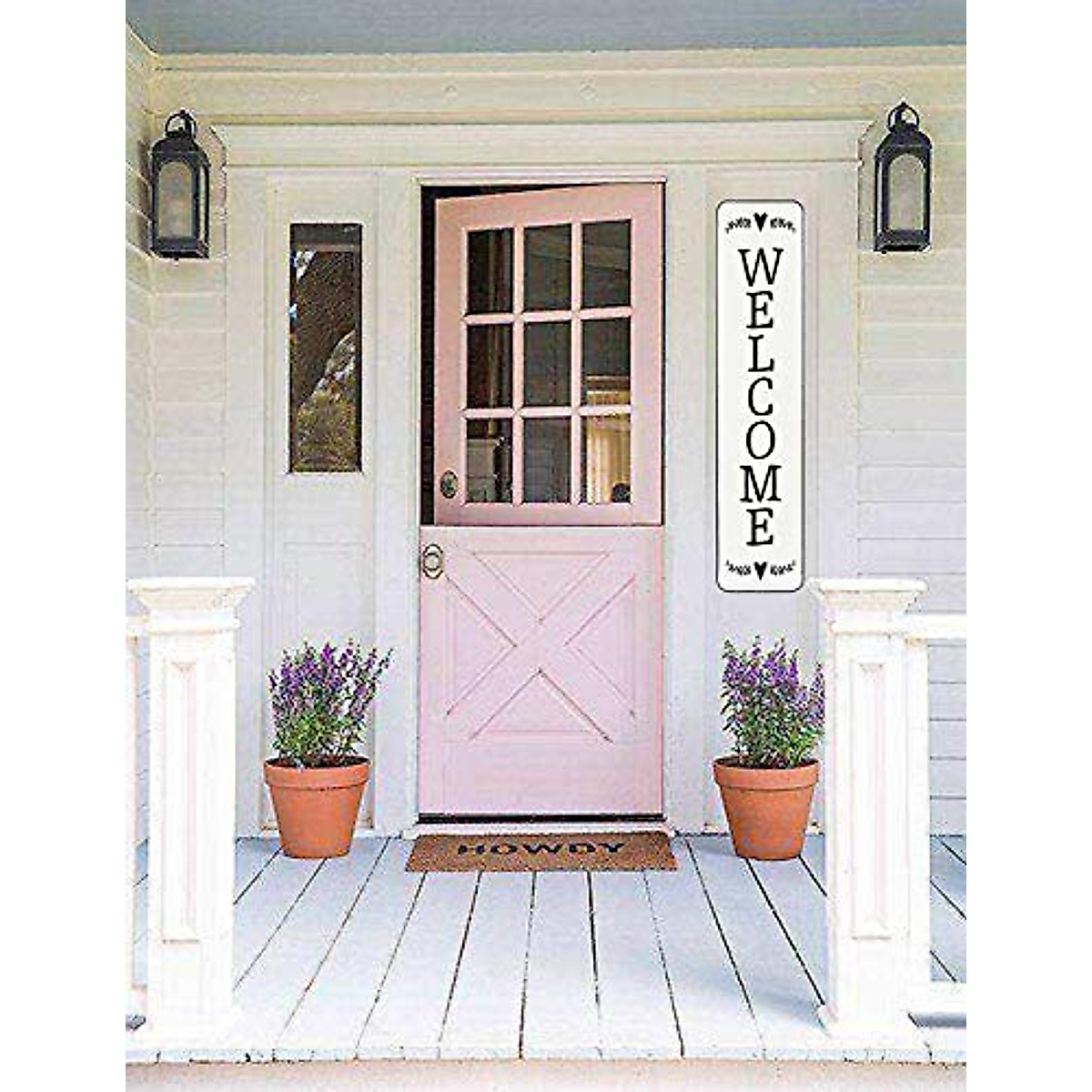 Large Vertical Metal Welcome Sign for Front Door - Waterproof Welcome Porch Sign - Freestanding Farmhouse Hanging Decor 36.5" x 8" - Rustic Design for All Seasons - Perfect Way to Welcome Friends and Family
