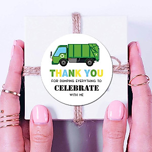Garbage Truck Thank You Stickers, 2 Inch Baby Shower Birthday Party Favor Labels 40-Pack
