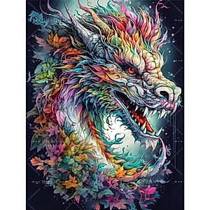 5D Diamond Art Painting Kits, Diamond Art Kits for Adults Kids, Full Drill Diamond Rhinestone Arts Craft Picture Embroidery Painting by Numbers for Home Wall Decor, 11.8 x 15.75 inch (Dragon A)