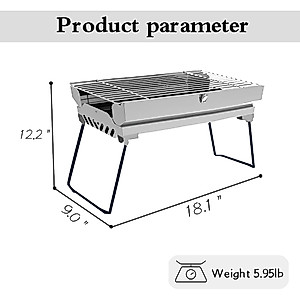 Portable Charcoal Grill 18 inch, Folding BBQ Grill Portable Grill with Reinforce Support Frame, Alloy Steel Table Top Grill Charcoal for Outdoor Cooking,Camping,Backyard Barbecue
