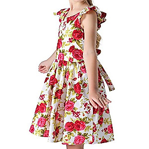 Floral Infant Backless Spring Summer Girls Sundress Clothes,D9#1,5-6 Years(130)