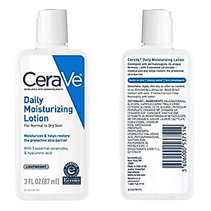 CeraVe Daily Moisturizing Cream Combo Pack - Contains Moisturizing Cream (16 oz) and Travel Size Daily Moisturizing Lotion (3 oz) - Fragrance Free - With 3 Essential Ceramides