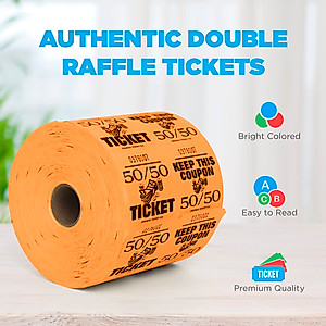 Raffle Tickets Double Roll - 50/50-1000 Ticket Count Per Roll - Easy Tear Away Stubs for Contact Info - Raffle Drum Tickets Roll for Drinks, Carnival, Chinese Auction, Events (Green)