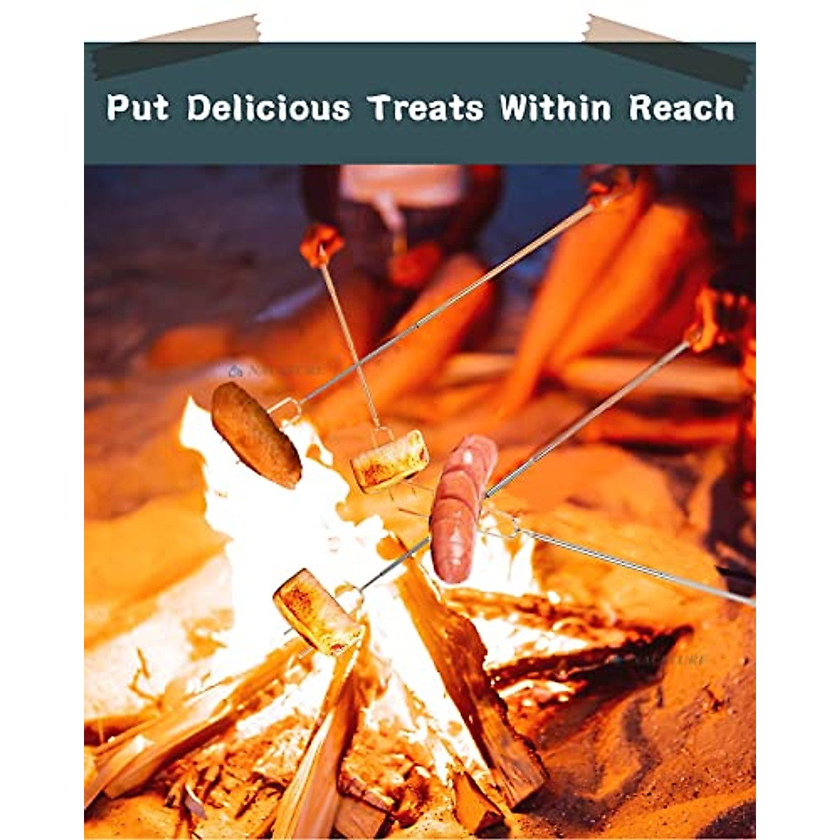 NACETURE 22 Inch Portable Outdoor Fire Pit - Portable Fire Pit Collapsing Stainless Steel Mesh Fireplace Foldable - Camping Gear for Patio, Backyard and Garden add 5 Pack Roasting Sticks