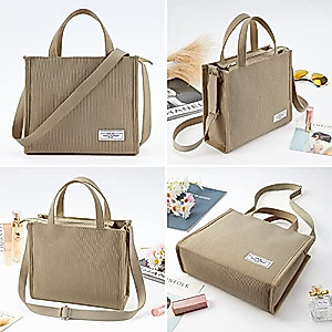 KALIDI Tote Bag Women Large Corduroy Bag with Zipper Fashion Corduroy Tote Handbag Purse Mini Hobo Crossbody Shoulder bag
