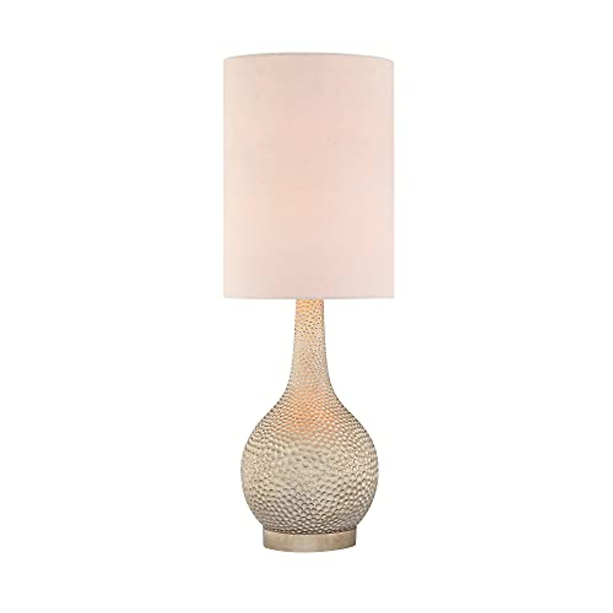 Catalina 31" Modern Hammered Metal Table Lamp with Hardback Linen Shade, Champagne