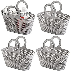 Lawei 4 Pack Shower Caddy Baskets with Handle - Bathroom Shower Tote Basket, Shower Caddy Bins Organizer for Holds Shampoo, Conditioner, Soap, Cosmetics, Beauty Products