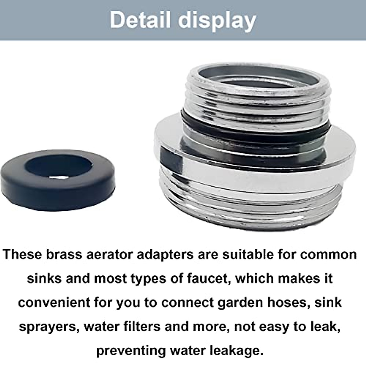 2Pcs Brass Faucet Adapter Kit,Connect Garden Hose,Standard Hose via Diverter,Male & Female Faucet Adapter for Sink Faucets- (Chrome Finished TTCAD4)