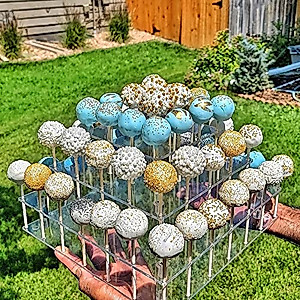 Frcctre 3 Tier Acrylic Cake Pop Display Stand, 56 Holes Clear Acrylic Lollipop Holder Square Cupcake Dessert Candy Holder for Wedding Baby Shower Birthday Parties Anniversaries