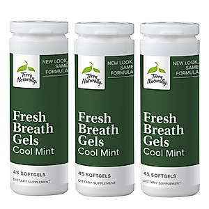 Terry Naturally Fresh Breath Gels (3 Pack) - Cool Mint Flavor, 45 Softgels - Sugar-Free Peppermint Oil Breath Mints, Chemical-Free - Non-GMO, Gluten-Free - 135 Servings