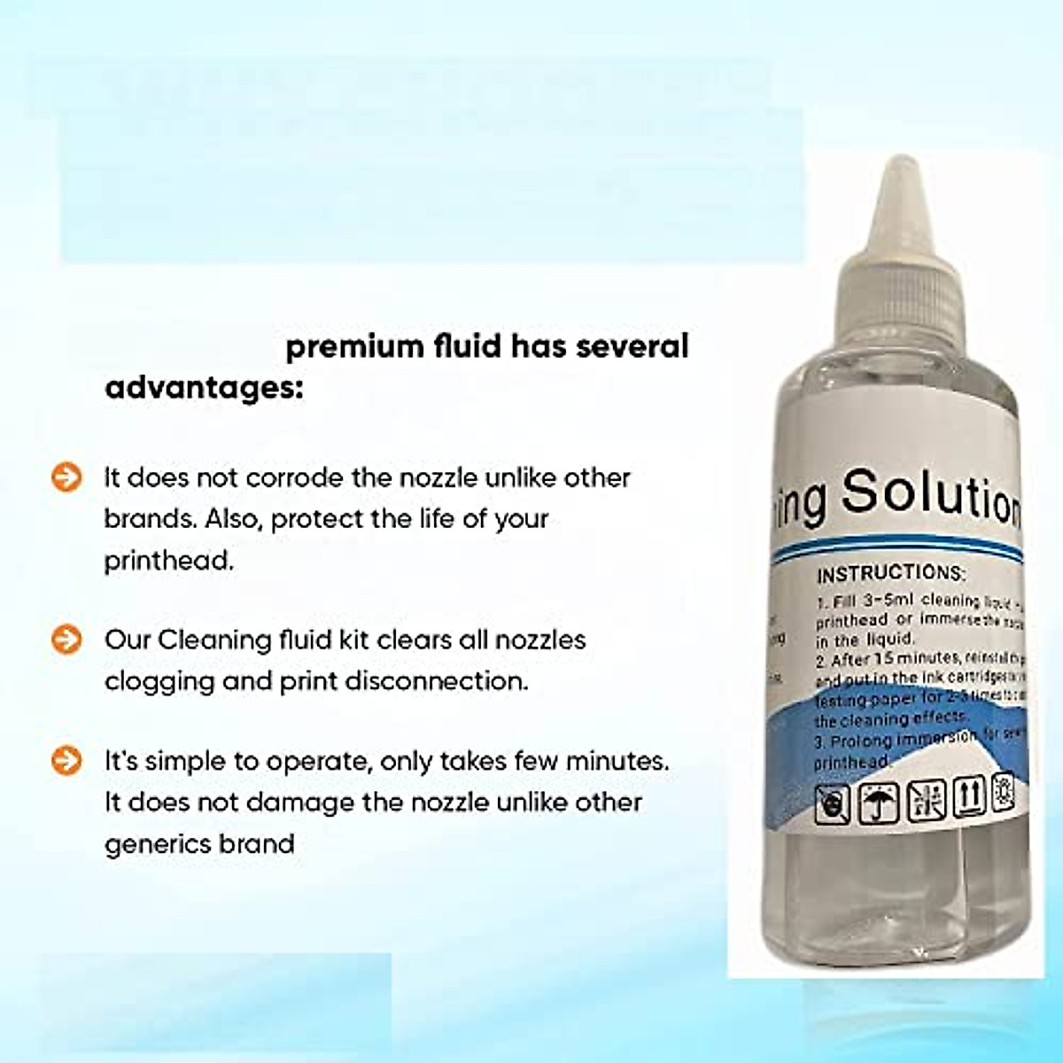 Inkpro Sublimation Printhead Cleaning Kit Inkjet Universal Printer Nozzle Cleaner Solution Print Head Cleaning for Epson HP Brother Canon - Works on Sublimation Ink, Pigment Ink and Dye Ink (100 ml)