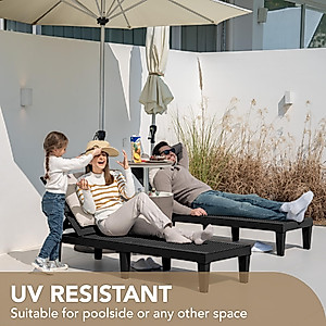 Devoko Outdoor Chaise Lounge Chair Set of 2 for Outside Pool Patio, Adjustable Waterproof Easy Assembly Chaise Lounge Outdoor (Black)