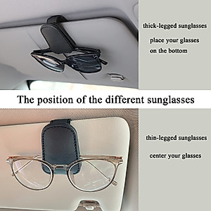 Sunglasses Holders for Car Sun Visor, 2pack Magnetic Leather Glasses Eyeglass Hanger Clip for Car, Visor Sunglasses Holder Clip Car Accessories for Truck