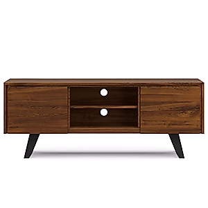 SIMPLIHOME Lowry 63 inch Wide Modern Industrial TV Media Stand in Walnut For TVs up to 70 inches for the Living Room and Entertainment Center