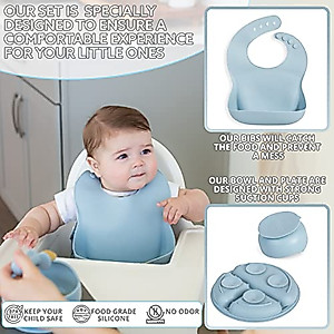 DUTCH 25 Baby Led Weaning - with bibs,divided,plate,bowl, sippy cup fork and spoon. Baby dishes- Silicone utensils for developmental milestones in self-feeding