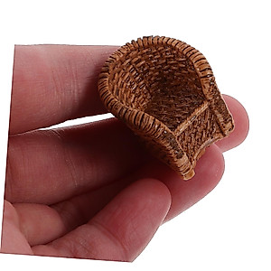 BESTonZON 1 Set Mini Garden Decor Mini Woven Chair Light Brown Doll House Supplies Doll House Resin