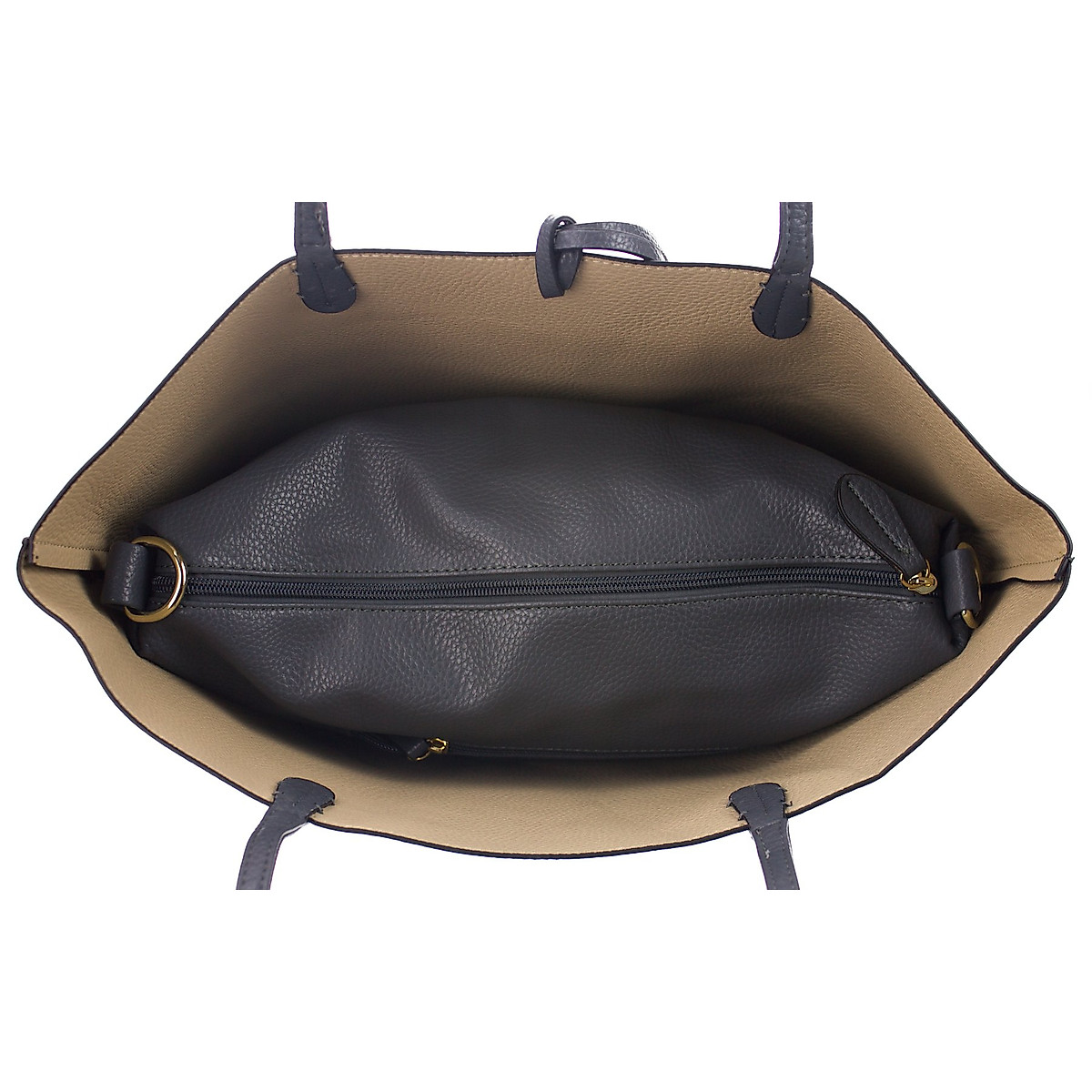 Canal Collection Reversible 2 in 1 Fashion Tote Handbag with Pouch (Grey)