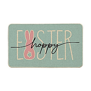 Artoid Mode Cute Bunny Rabbit Happy Easter Welcome Decorative Doormat, Seasonal Spring Low-Profile Rug Switch Mat for Indoor Outdoor 17x29 Inch