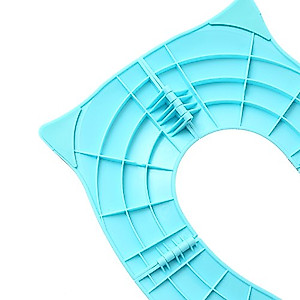 Travel AID Folding Portable Potty Training Toilet Seat Cover Liner, Portable Reusable with Non-Slip Silicone Pads and Carry Bag, for Babies, Toddlers, Kids, Owl Shape (Blue)