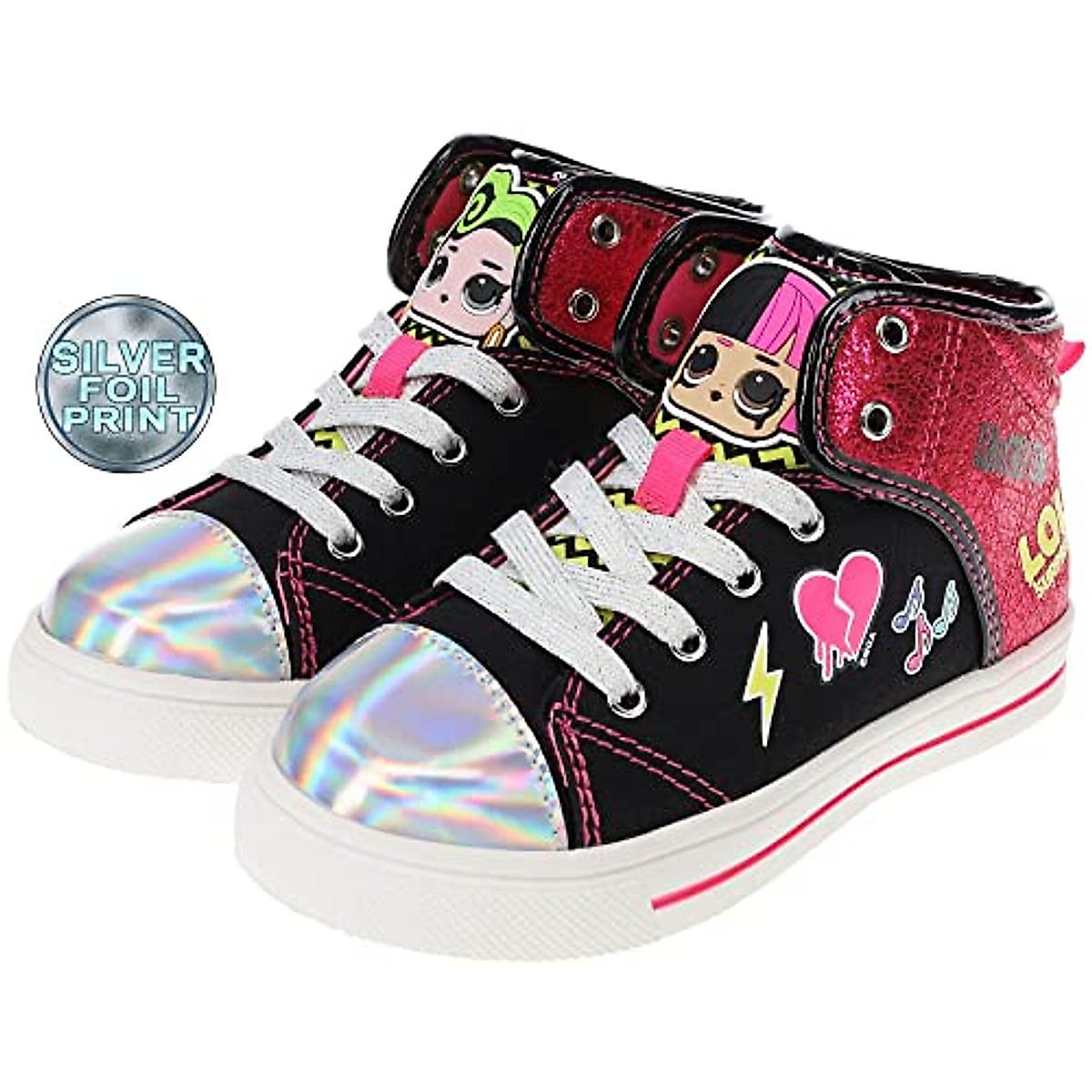 L.O.L. Surprise! Girls Rocker Diva Hightop Sneakers, Size 11 Black Pink