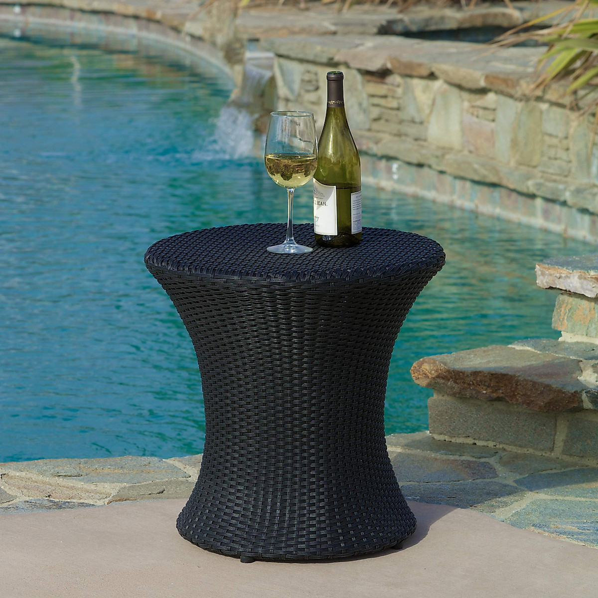 Christopher Knight Home Adriana Outdoor PE Wicker Accent Table, Black