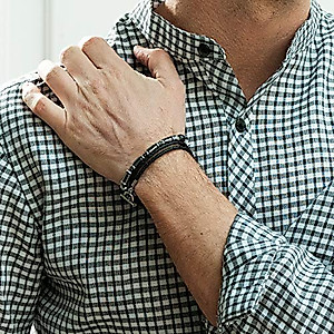 JBANS Hematite 486 Healing Stones Beaded Stretch Bracelet 2 Size for Men. Good Luck Therapy Bracelets. Strong Elastic Sring (18)