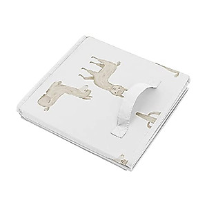 Sweet Jojo Designs Boho Llama Foldable Fabric Storage Cube Bins Boxes Organizer Toys Kid Baby Children - Set of 2 Gender Neutral Beige Taupe Tan Bohemian Southwest Watercolor Mountain Cactus Farmhouse