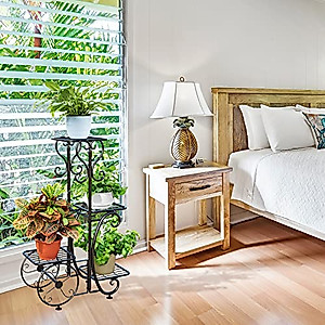 YisanCrafts 4 Tier Metal Plant Stand Shelf Rack Indoor Outdoor Multiple Black Tall Corner Flower Pot Holder Stands Tiered Wrought Iron Planter Shelves for Patio Living Room Balcony Office