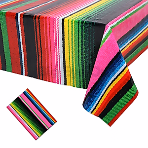 Mexican Fiesta Tablecloth Birthday Party Decorations Plastic Tablecover Mexico Disposable Table Cover Cinco De Mayo Themed Party Supplies Rectangle 54 * 108 Inch