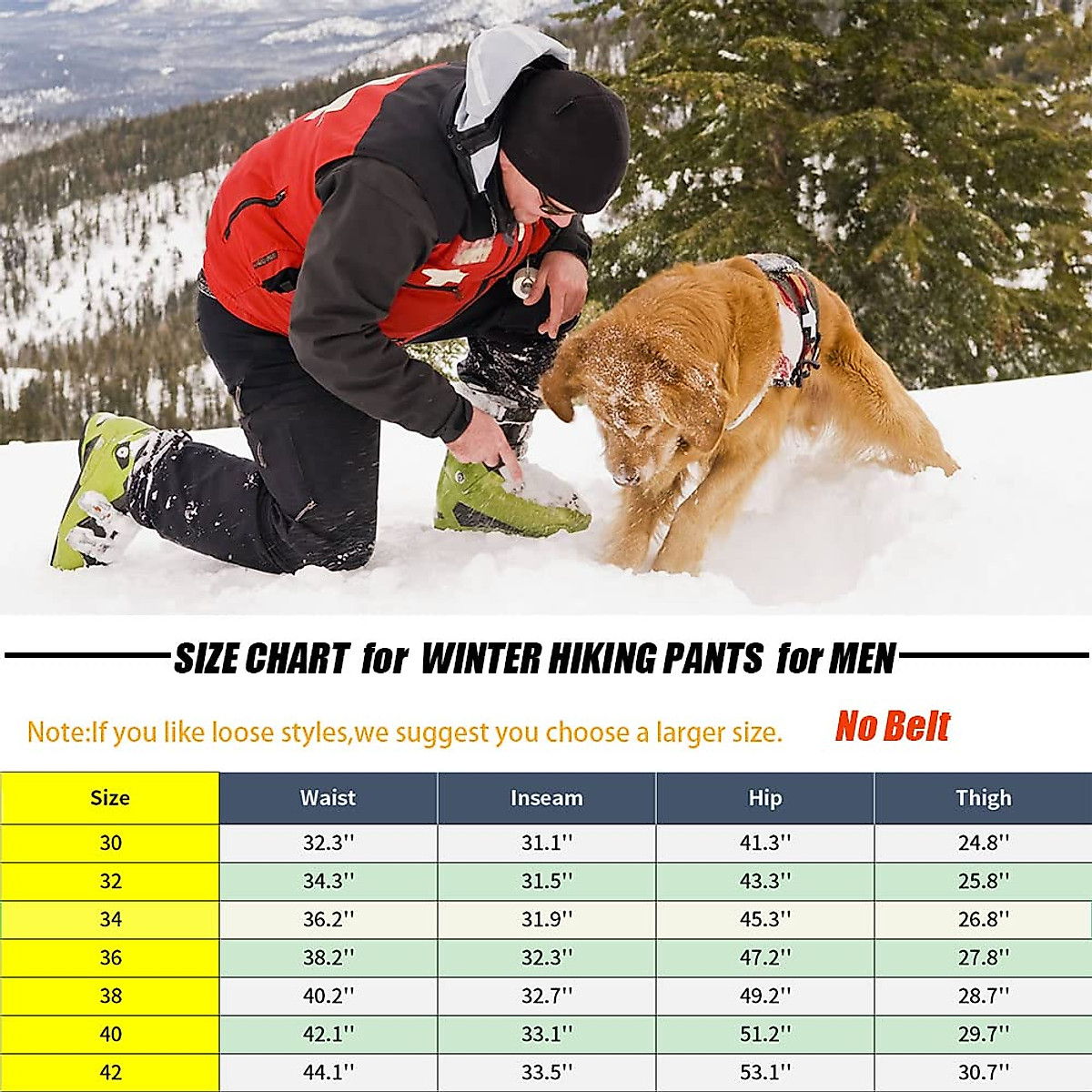 GSGGIG Men's Fleece Lined Camo Hiking Tactical Ripstop Pants Winter Outdoor Work Cargo Pants with 8Pockets No Belt JR55 Black CP CAMO 32