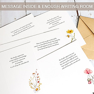 HiABNRT 50 Funeral Thank You Cards with Envelopes 4x6in Watercolor Wildflower Bereavement Sympathy Thank You Card with 5 Designs for Funeral Celebration of Life, Bulk, Message Inside