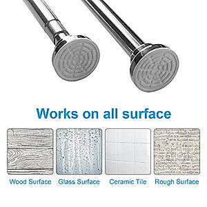 TEECK Shower Curtain Rod, 48-85 Inch Adjustable Tension Spring, Premium Stainless Steel, Anti-Slip, No Driling, No Rust, for Bathroom,Silver,Easy to use