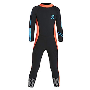 DIVE & SAIL Girls Long Sleeve Swimsuit One Piece UV Sun Protection Full Suit Thermal Diving Wetsuit Swimwear Black L