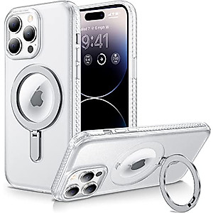 Caka Designed for iPhone 14 Pro Max Case MagSafe Magnetic Stand, [Non Yellowing] [Military Drop Protection] Shockproof Protective Phone Case iPhone 14 Pro Max 6.7 inch 2022, Matte Clear